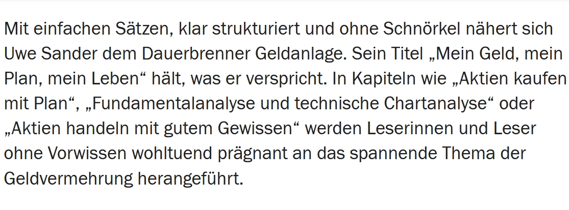 Aktien Strategie Hoch-Tief-Mut Beate & Uwe Sander Börsenoma